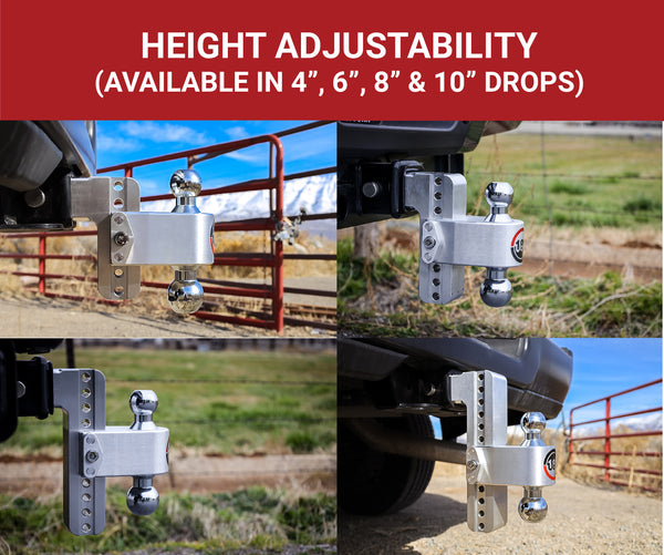 180 Hitch - Drop Hitch w/Chrome Combo Ball - 4" Drop for 2.5" Shank ...